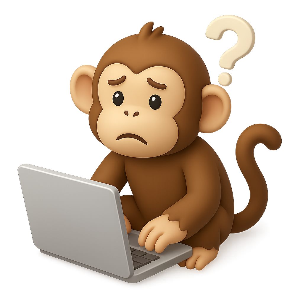 Confused Monkey on Computer | Thiings Collection