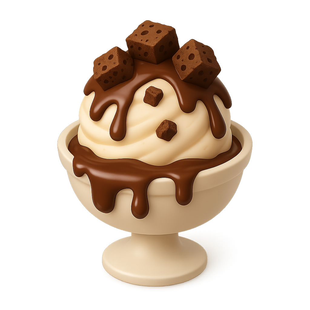 Ice Cream Sundae with Oozing Nutella and Brownie Bits | Thiings Collection